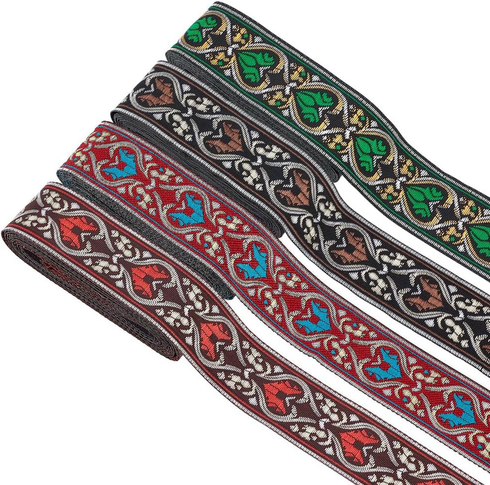 4 Rolls Embroidery Jacquard Trim 15.3 Yard 33mm Green Coconut Brown ...