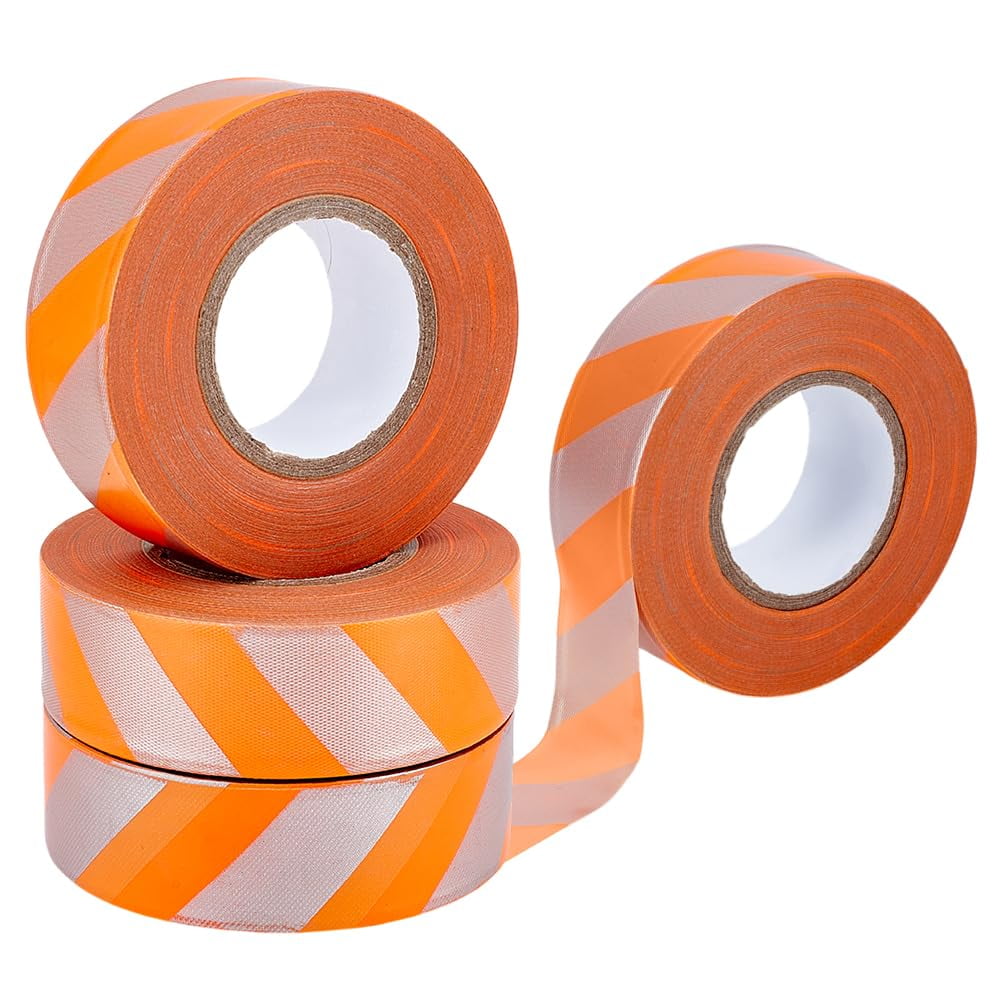 4 Rolls Flagging Tape with Orange Silver Stripes 1 Inchx590ft ...