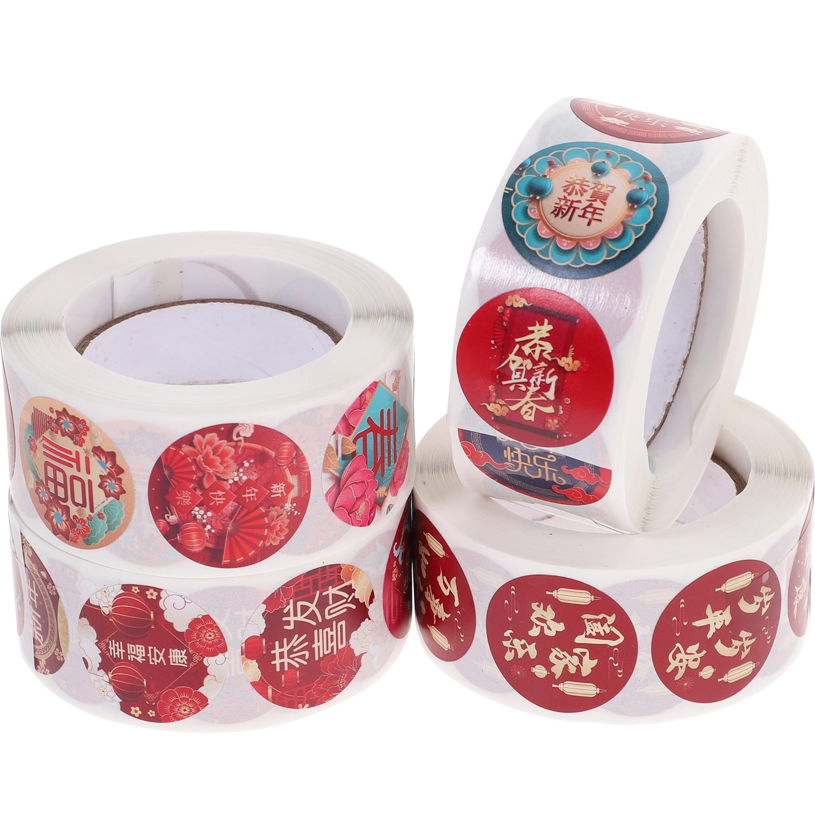 4 Rolls Fu Word Stickers Practical Versatilen Character Label Thank You ...