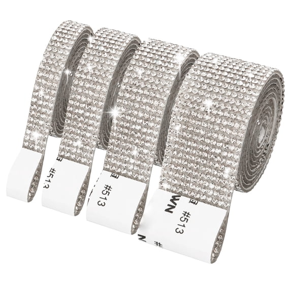 4 Rolls Glittering Rhinestones Ribbons Trim Decorative Crystal Tapes ...