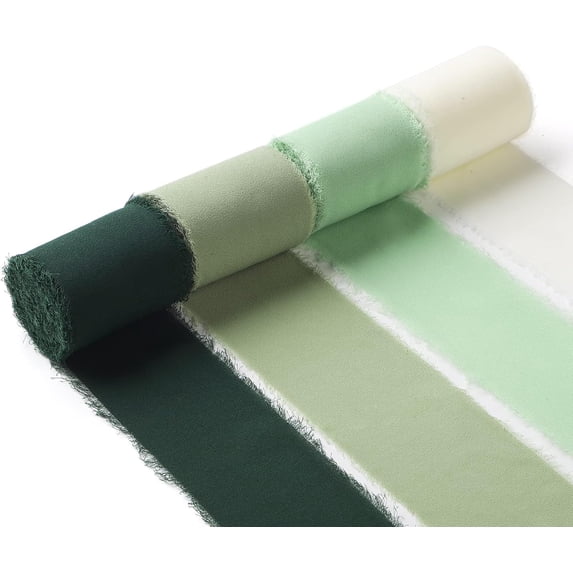 4 Rolls Handmade Fringe Chiffon Ribbon 2" W x 5Yd Per Roll,Green ...