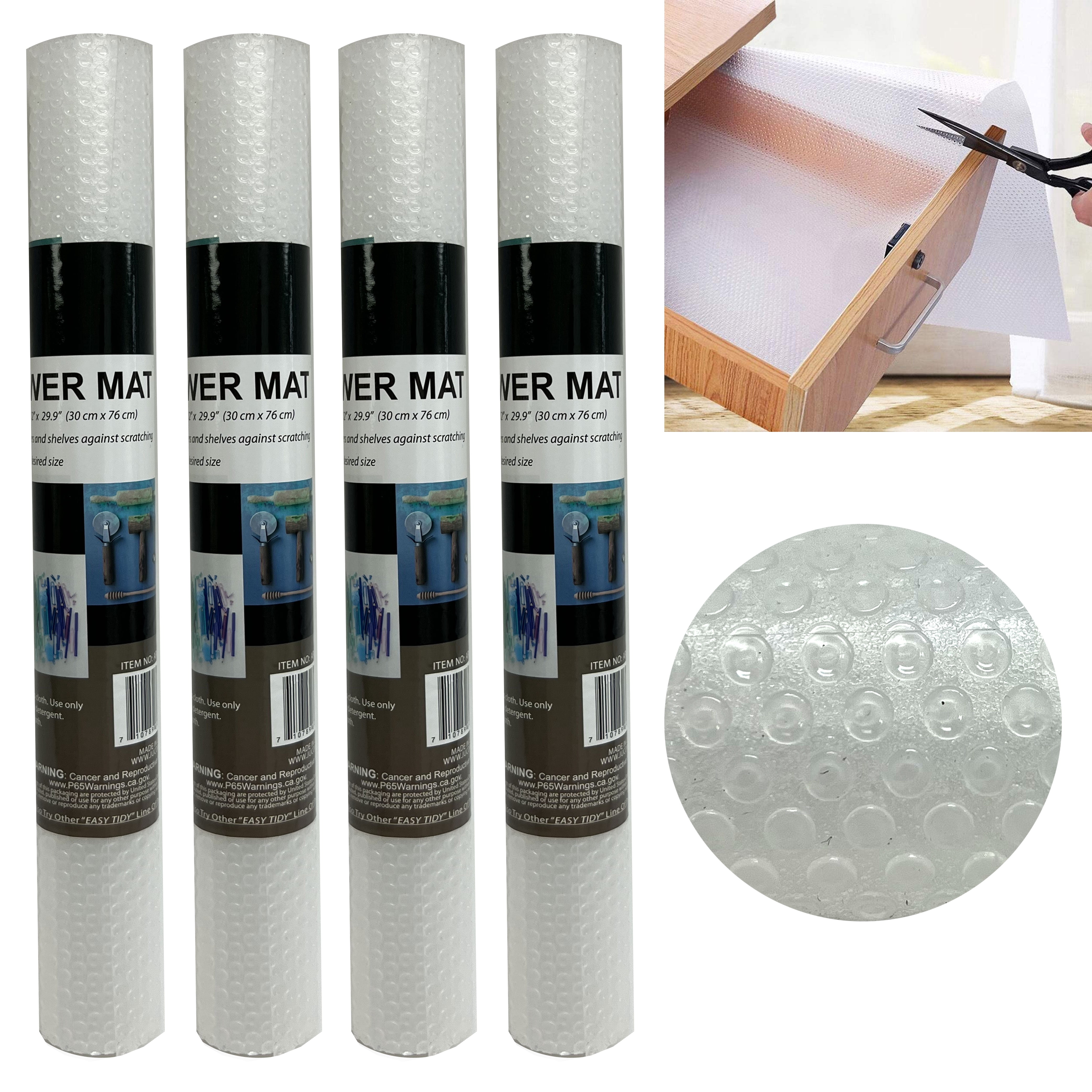 4 Rolls Heavy Duty Clear Shelf Drawer Liner Cabinet Mat Non Slip Grip ...