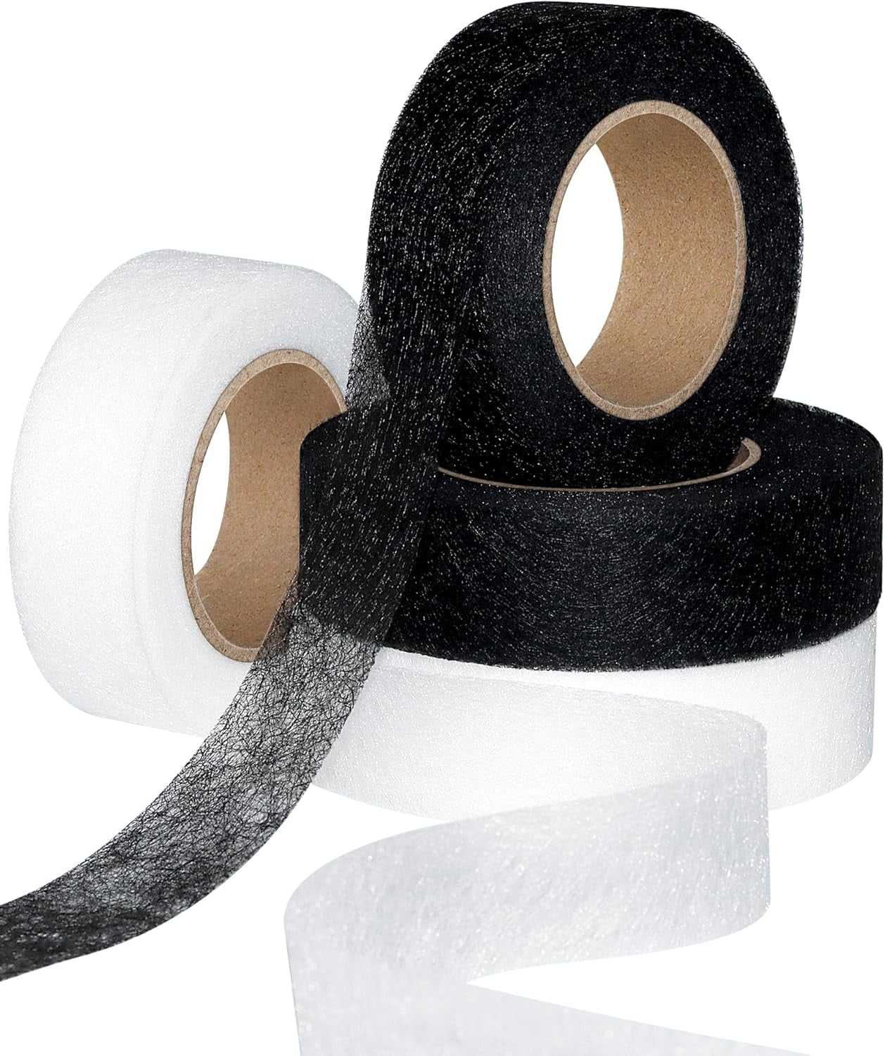 4 Rolls Iron on Hem Tape, Light and Medium Weight Adhesive Web，No Sewing Required, Fabric Fusing ...