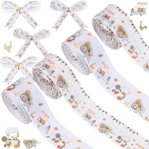 4 Rolls Locally Grown Theme Ribbons, 20 Yards Craft Ribbons for Wreath ...