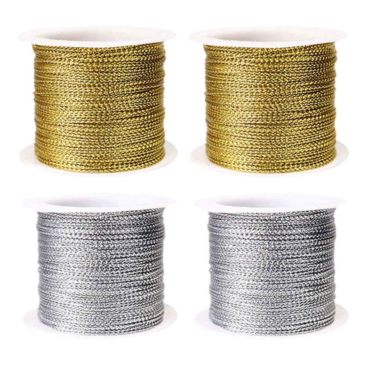 4 Rolls Metallic Elastic Cords Stretch Cord Ribbon Metallic Tinsel Cord ...