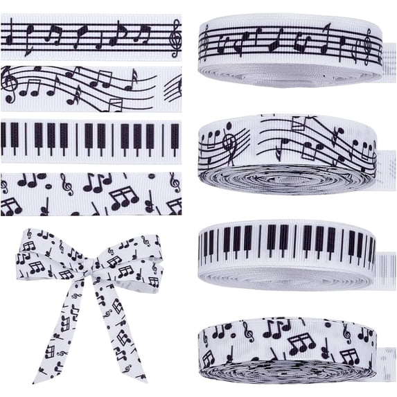 4 Rolls Music Ribbons 40 Yard Musical Notes Piano Keys Ribbon 5/8 Inch ...