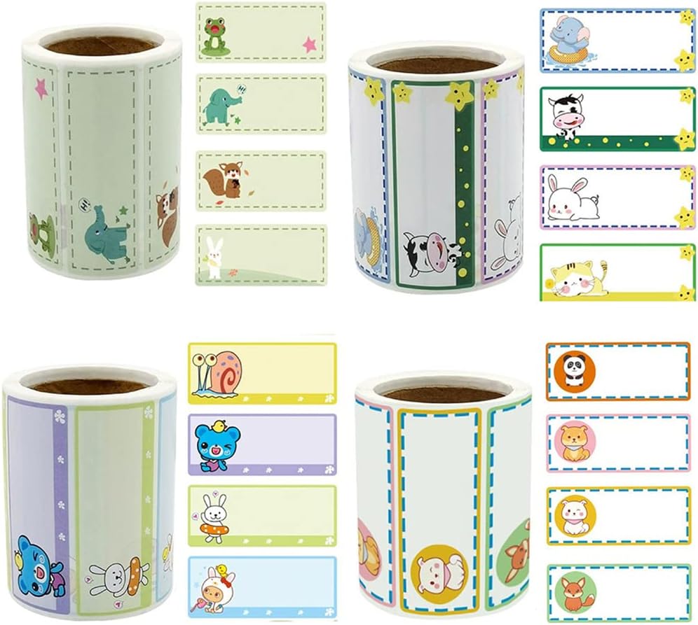 4 Rolls Name Tags Stickers Labels Cartoon Animal Name Labels for ...