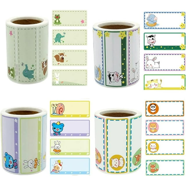 4 Rolls Name Tags Stickers Labels Cartoon Animal Name Labels for ...