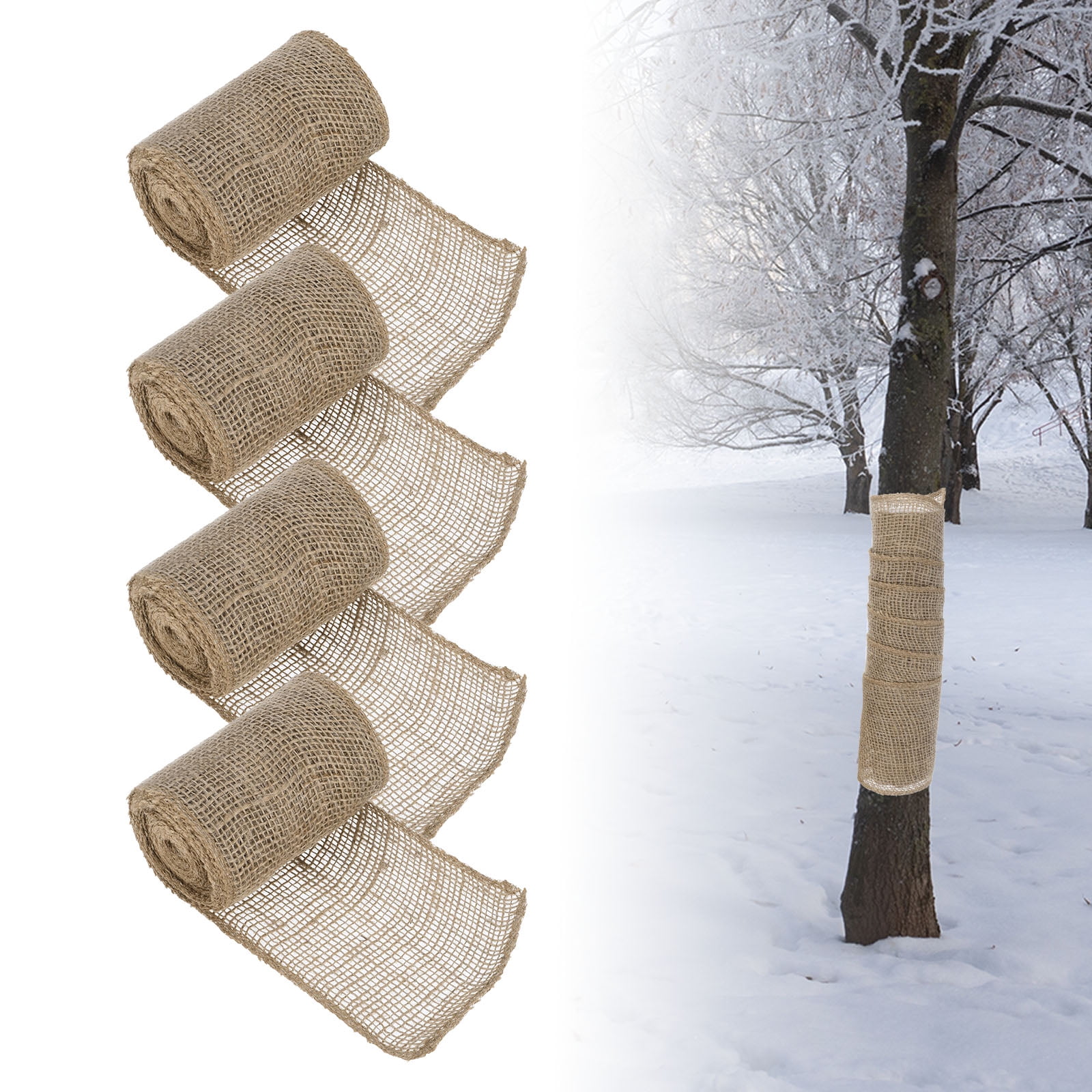 4 Rolls Natural Burlap Tree Wraps for Winter 16.4Ftx4.7In Plant Tree ...