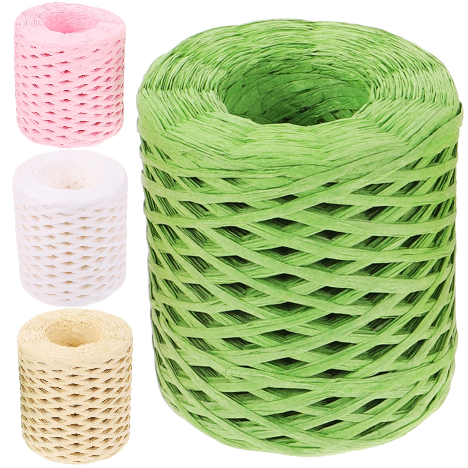 4 Rolls Raffia Ribbon for Flower Bouquet Christmas Gift Packing ...