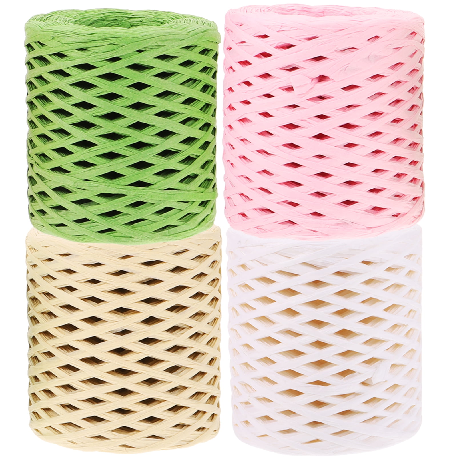 4 Rolls Raffia Twine Craft Raffia Ribbon Christmas Gift Packing Ribbon ...