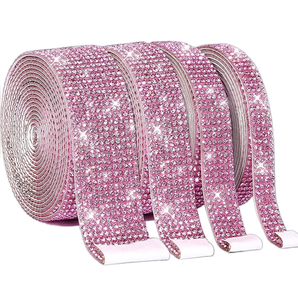 4 Rolls Self Adhesive Rhinestone Strips Diamond Bling Crystal Strips ...