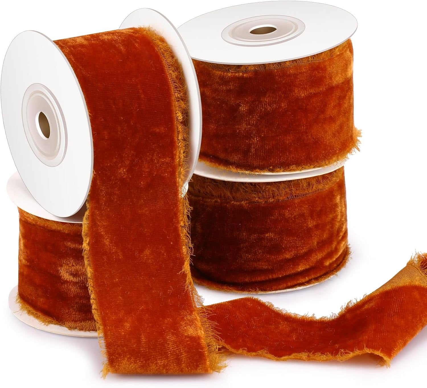 4 Rolls Silk Velvet Ribbon forift Wrapping 6 Yard Frayed Edge Ribbon ...