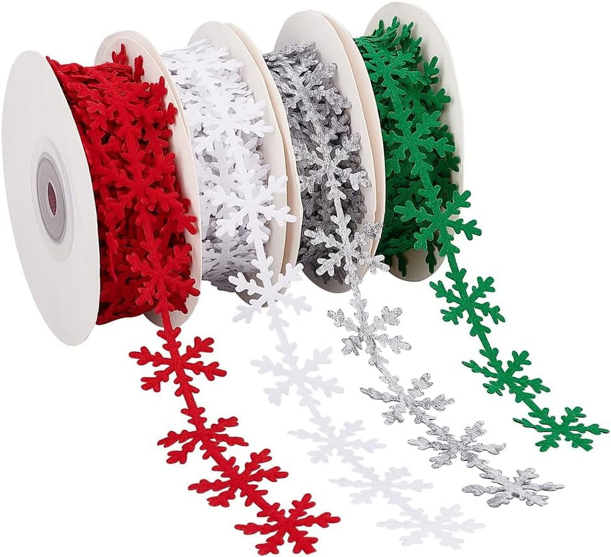 4 Rolls Snowflake Trim Ribbon 1 Inch Decorative Applique Decals Non ...
