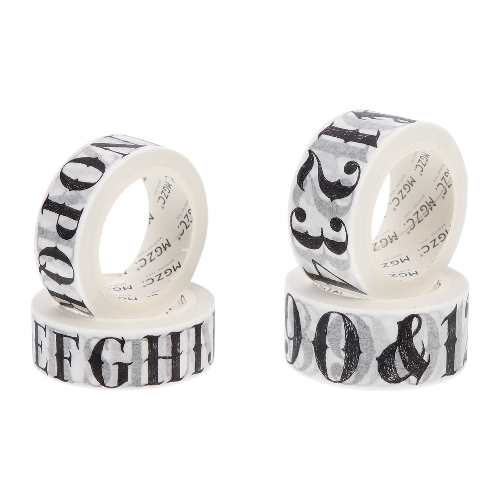 4 Rolls Self Adhesive Washi Tapes for DIY Scrapbook with Alphabet and ...