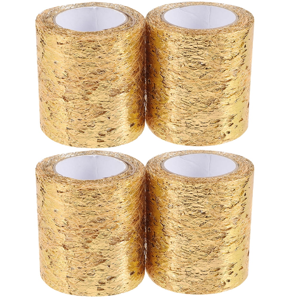 4 Rolls Tulle Fabric Gauze Mesh Tulle Gold Tulle Ribbon Craft Making ...