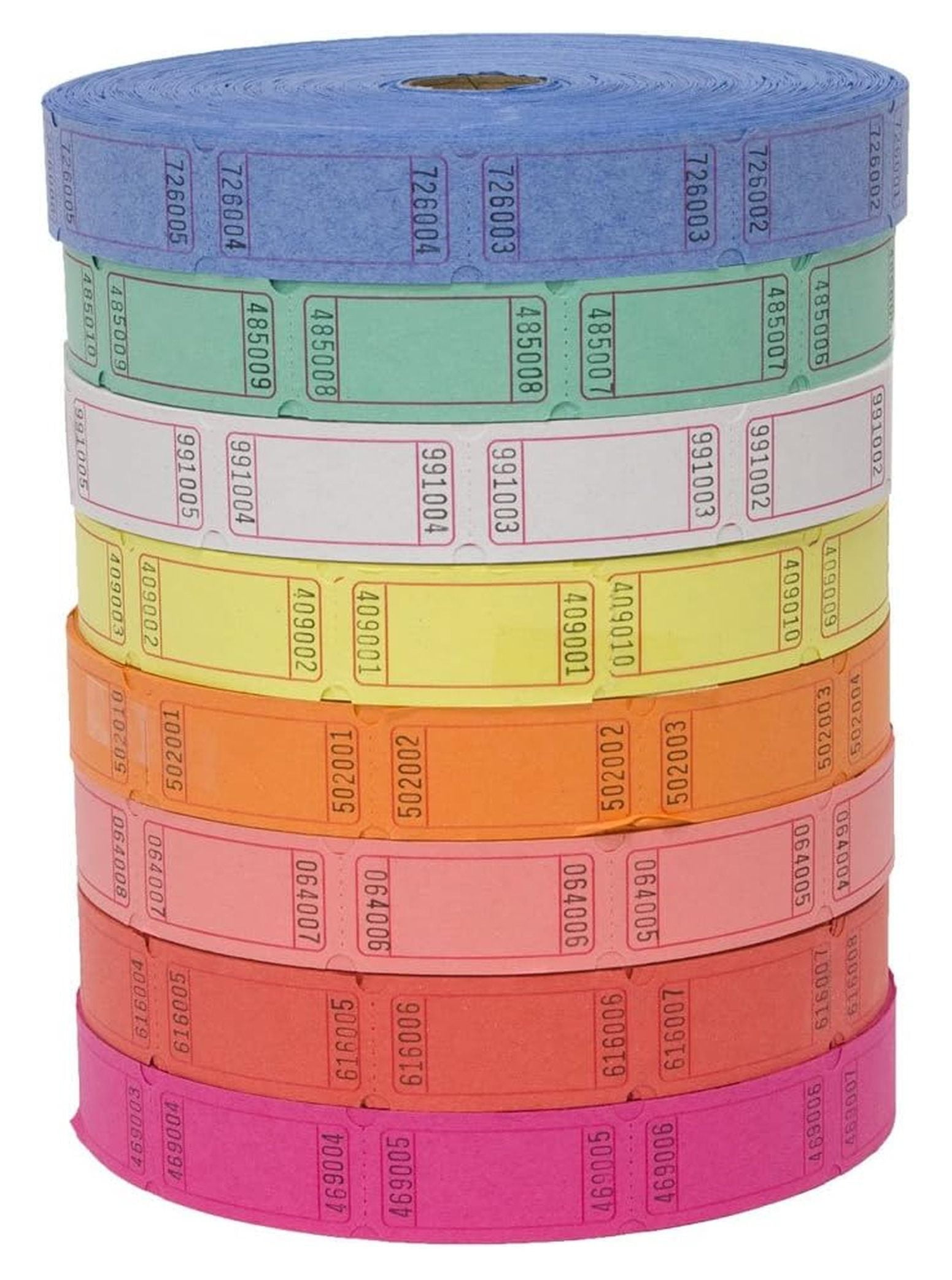 (4 Rolls of 2000 Tickets) 8,000 Total Blank Raffle Tickets (4 Assorted ...