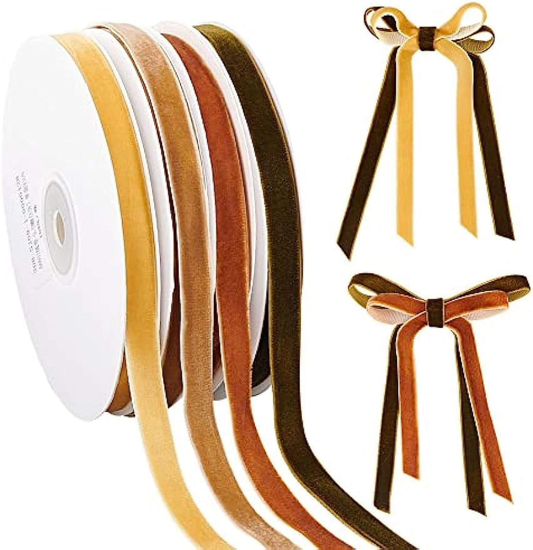 4 Rolls of 40 Yards Single Sided Velvet Ribbon Vintage Satin Ribbon ...