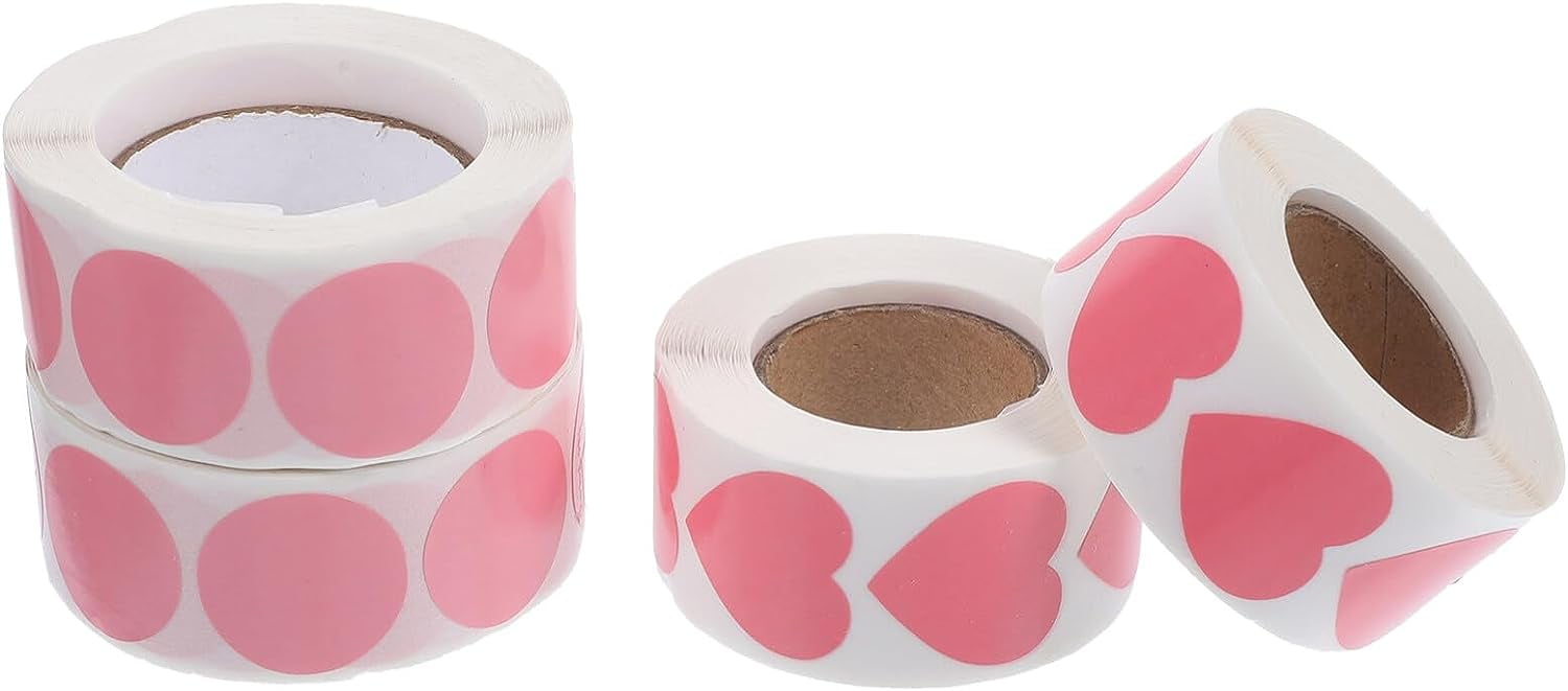 4 Rolls of Heart Label Stickers Round Sealing Stickers Invitation ...