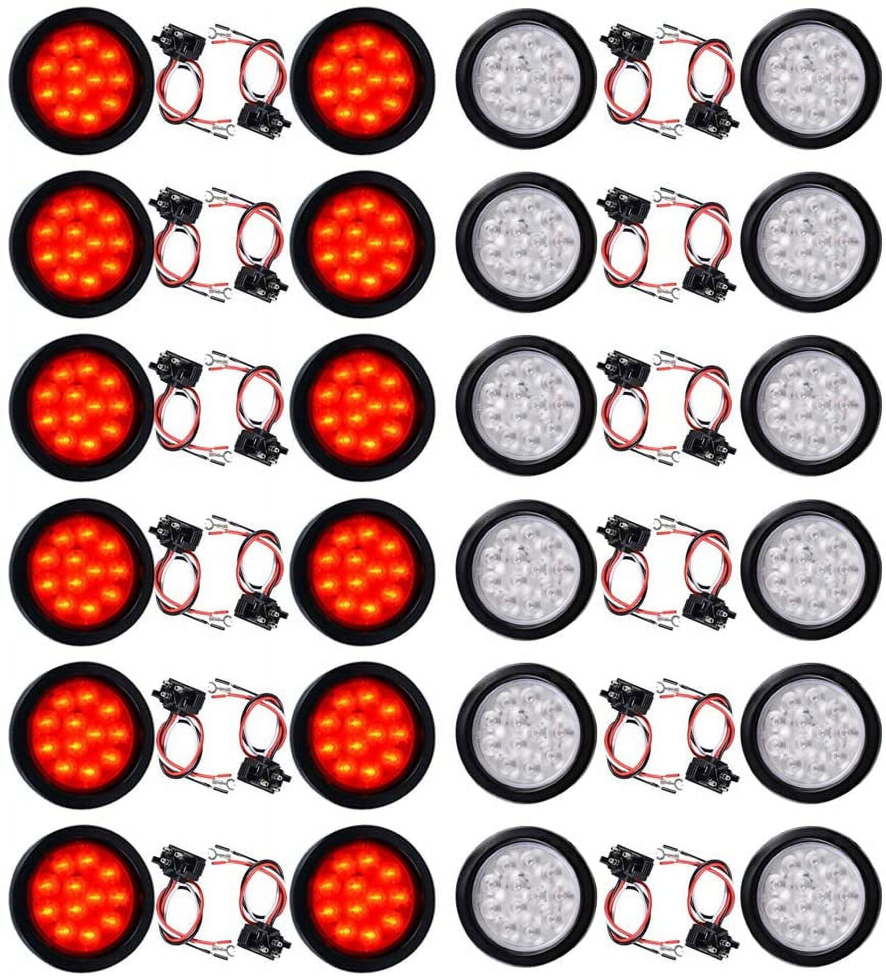 4" Round 12-LED Truck RV Trailer Tail Light Rubber Cover Wiring Plug ...