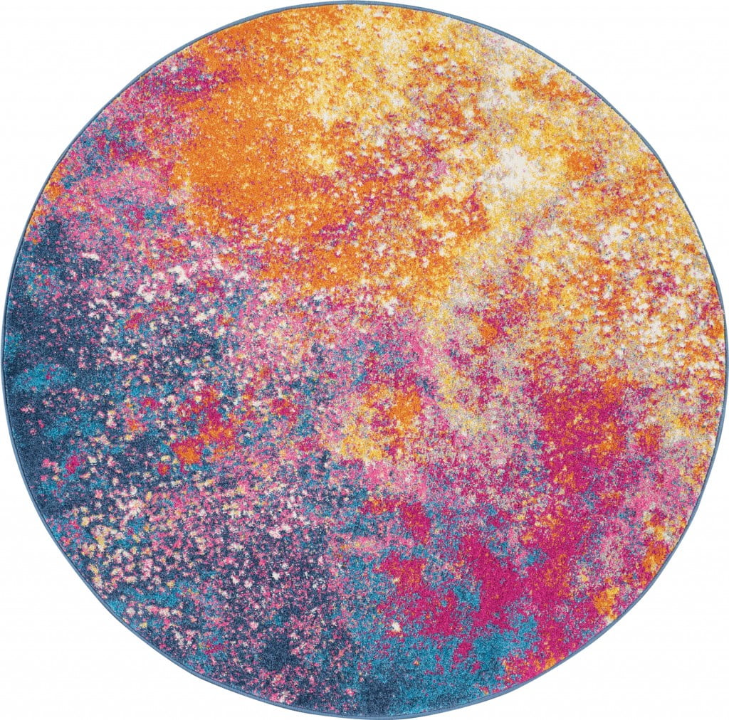 4â€™ Round Abstract Brights Sunburst Area Rug - Walmart.com