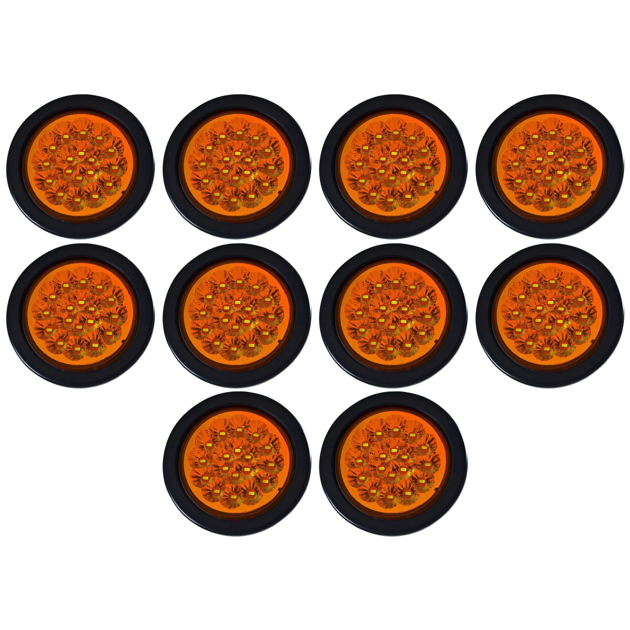 4" Round Amber LED Trailer Tail 18 LED Stop Turn Signal Marker Lights ...