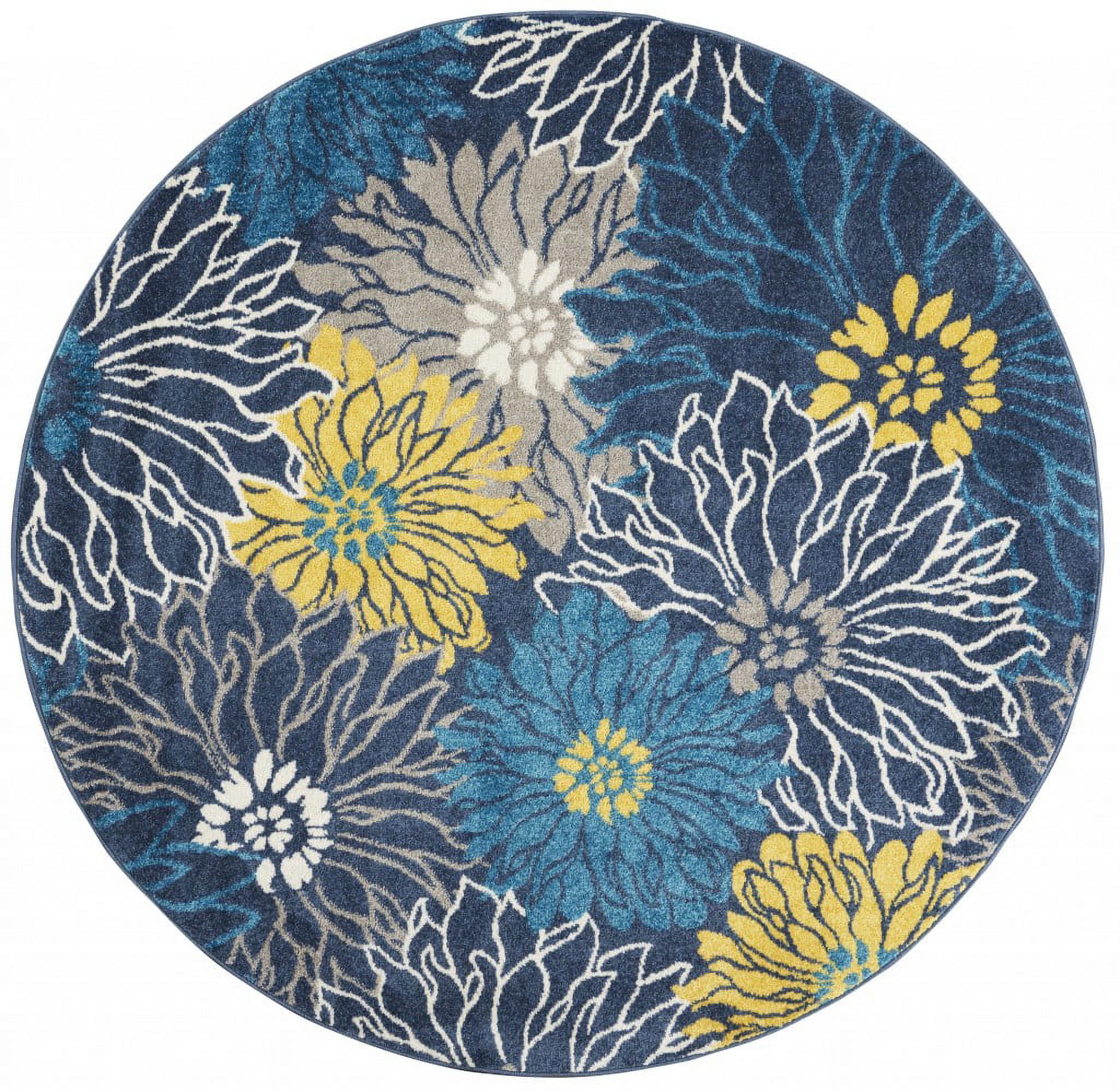4â€™ Round Blue Tropical Flower Area Rug - Walmart.com