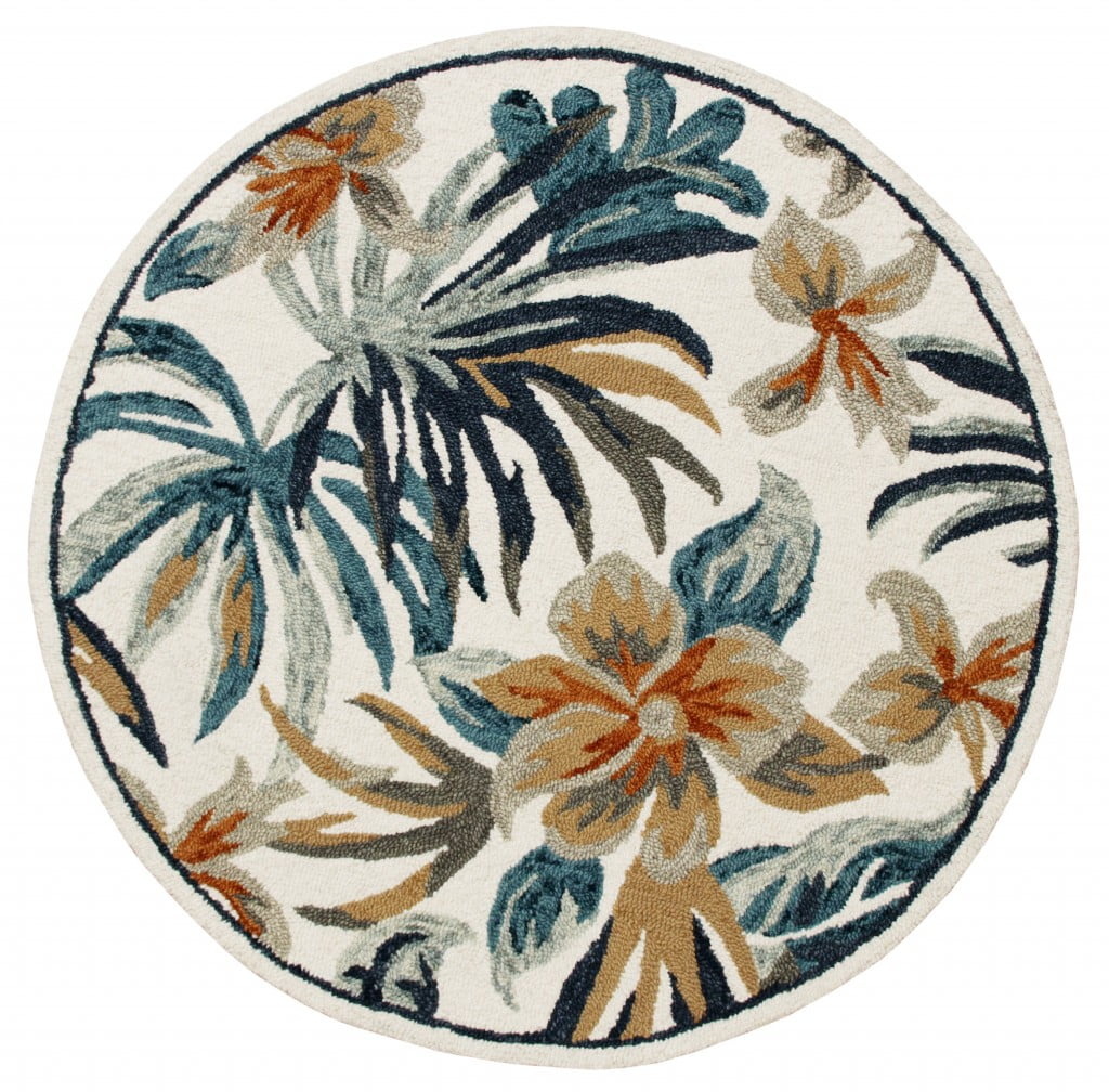 4â€™ Round Blue and White Tropical Area Rug - Walmart.com