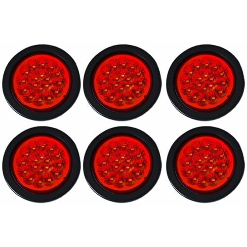 4" Round LED Trailer Tail 18 LED Stop Turn Signal Marker Running Lights ...
