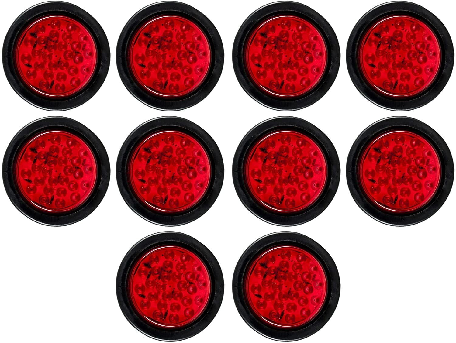 4" Round LED Trailer Tail 24 LED Stop Turn Signal Marker Lights 10x Red ...