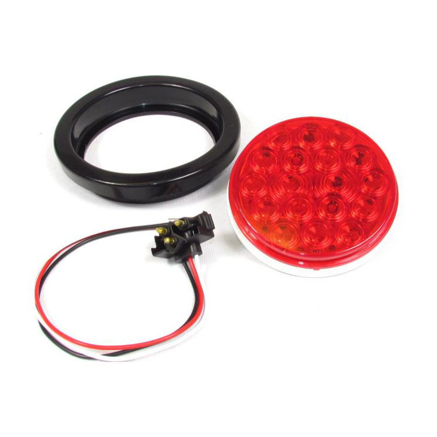 4" Round Red LED Light with 10 LEDs - 24 Volts for Tail/Turn Light ...