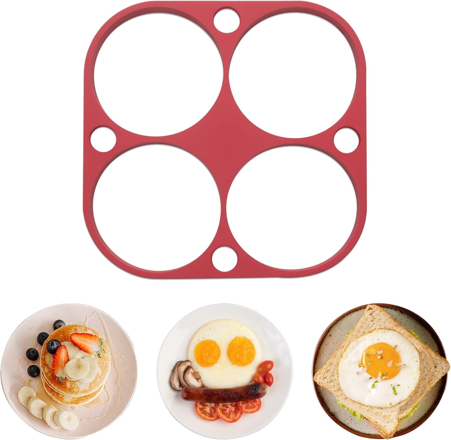 4-Round Silicone Egg Rings for Frying Eggs & Pancake, Pancake Shaper ...
