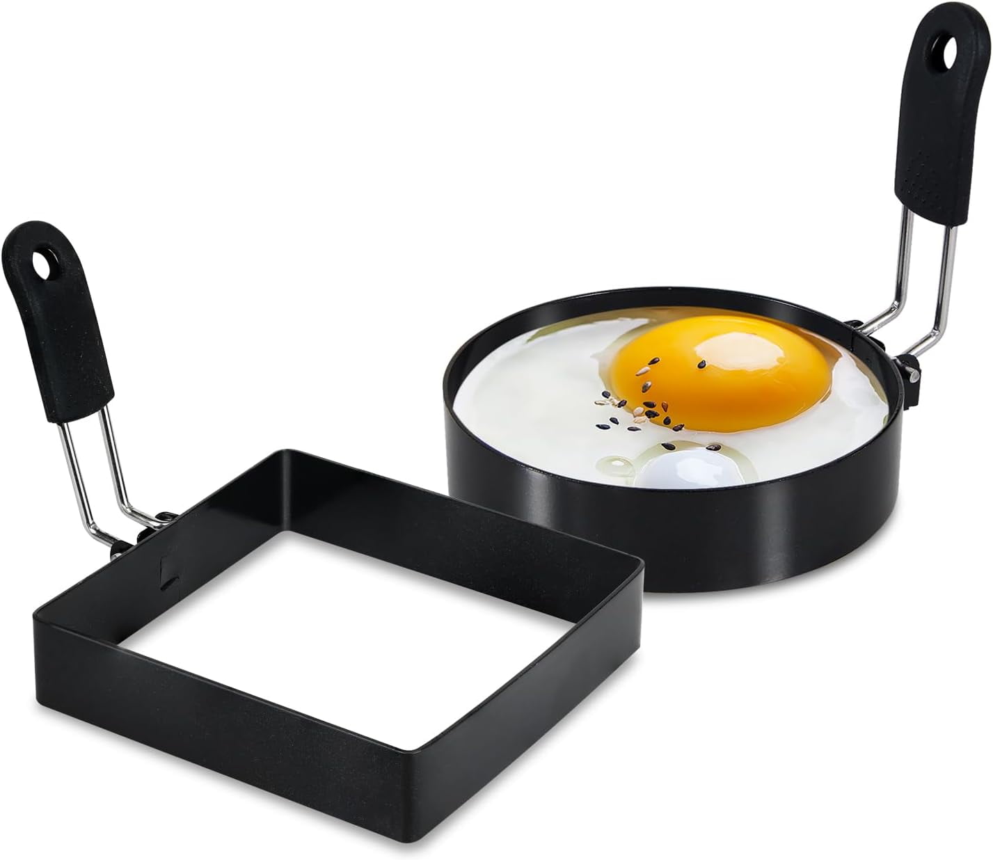 4'' Round+Square PIYING Rings Set with Silicone Handle, Stainless Steel ...