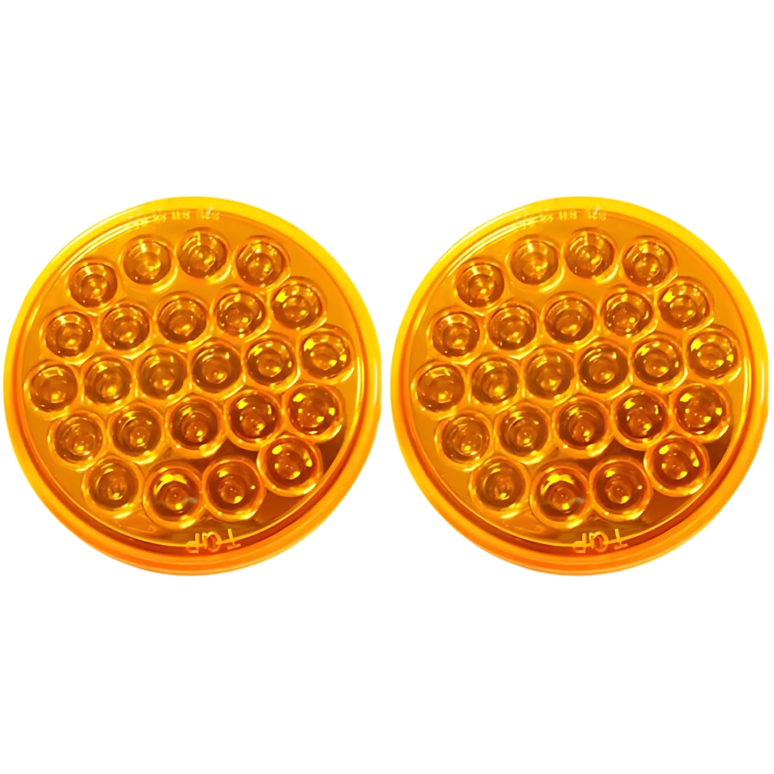 4" Round Trailer 24 LED Stop Turn Tail Signal Brake Marker 2x Amber ...