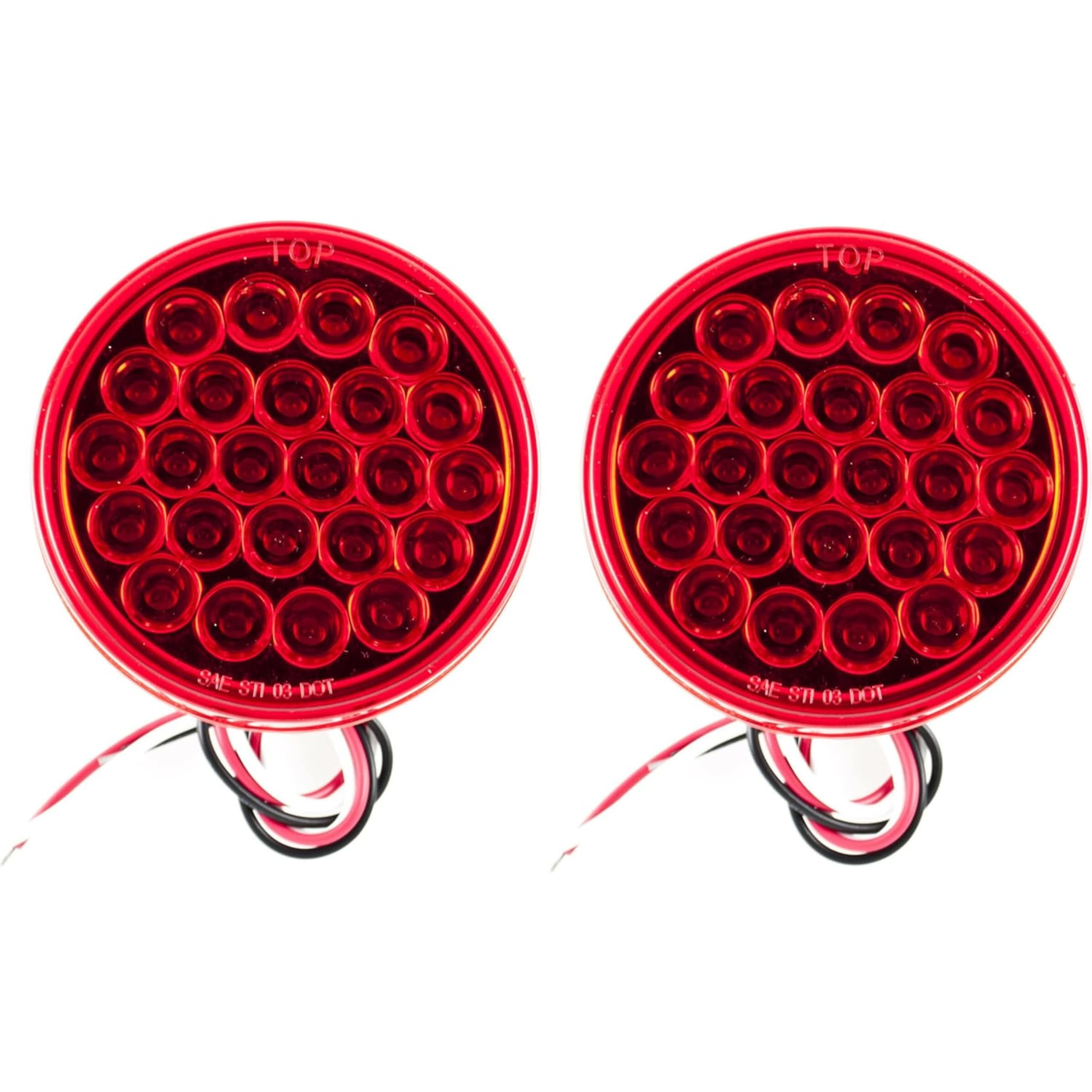 4" Round Trailer 24 LED Stop Turn Tail Signal Brake Marker 2x Red only ...