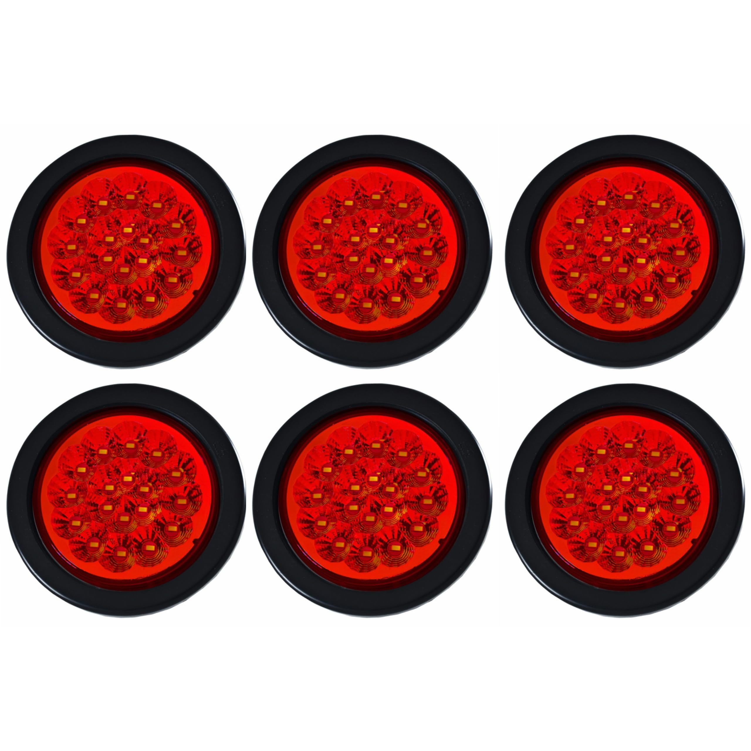 4" Round Trailer 24 LED Stop Turn Tail Signal Brake Marker 6x Red only ...