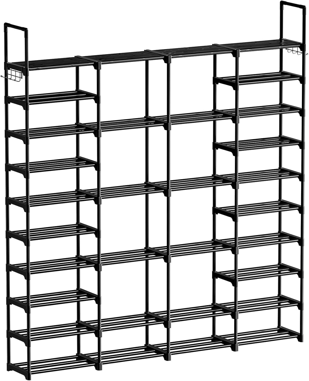 4 Row 10 Tiers Extra Large Shoe Rack 72-80 Pairs Big Tall Metal Shoe ...