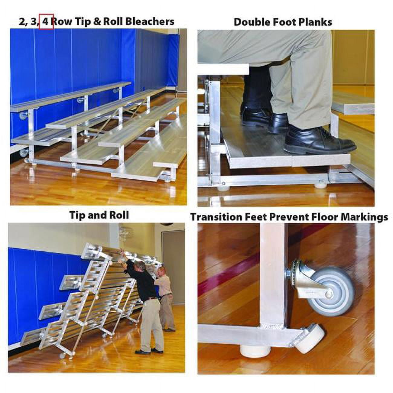 Athletic Connection 4 Row 21' Tip-N-Roll Bleacher With Seats 56 TR0421 ...
