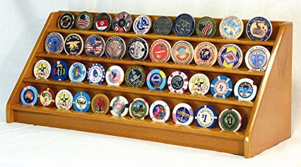 4 Rows 40 Challenge Coin/Casino Chip Display Case Rack Holder Stand ...