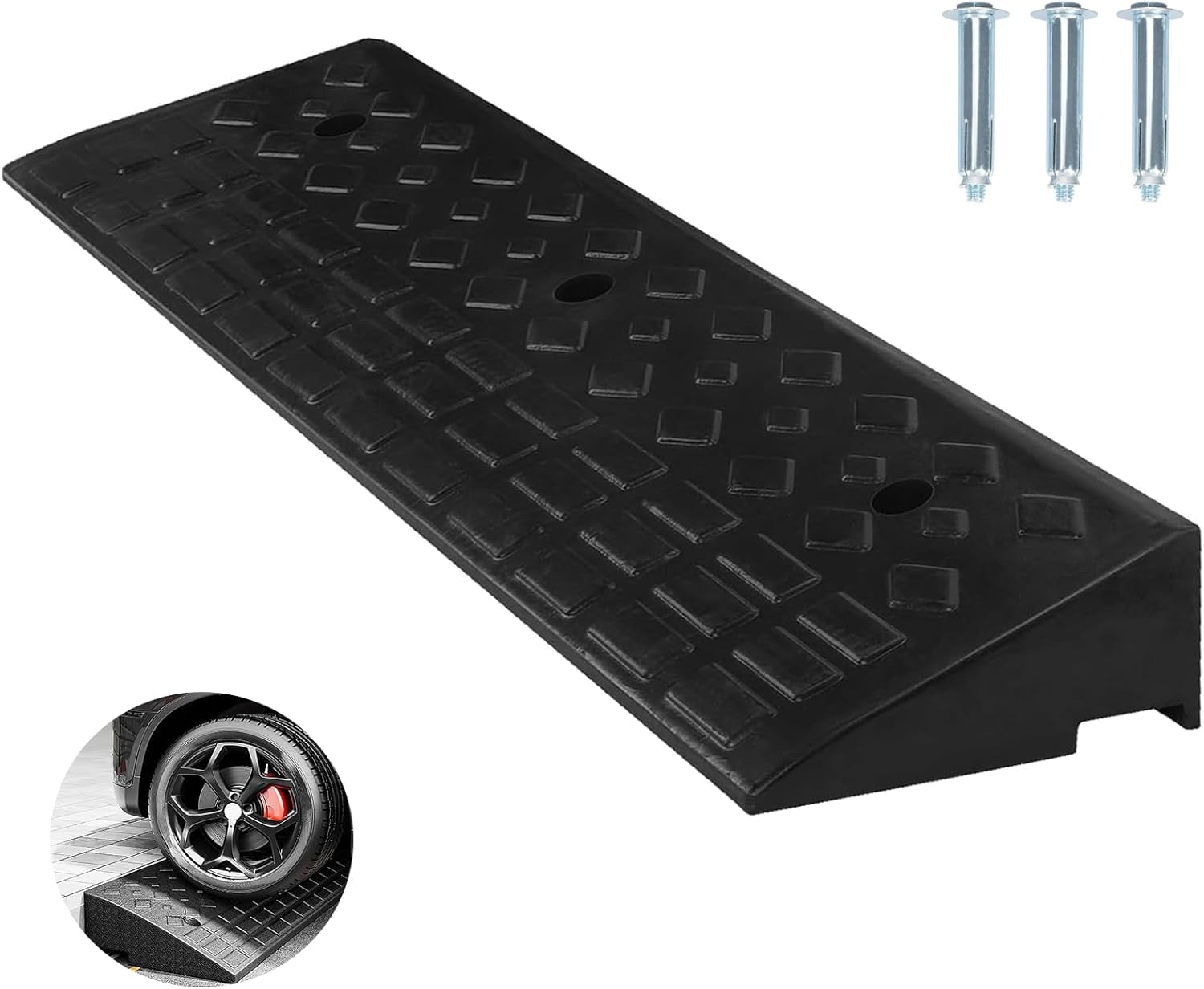 4" Rubber Curb Ramps Heavy Duty Driveway Curb Ramp 10 Ton Car Slope ...