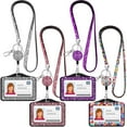4 SETS Rhinestone Lanyard Bling ID Card Holder Crystal Retractable ...