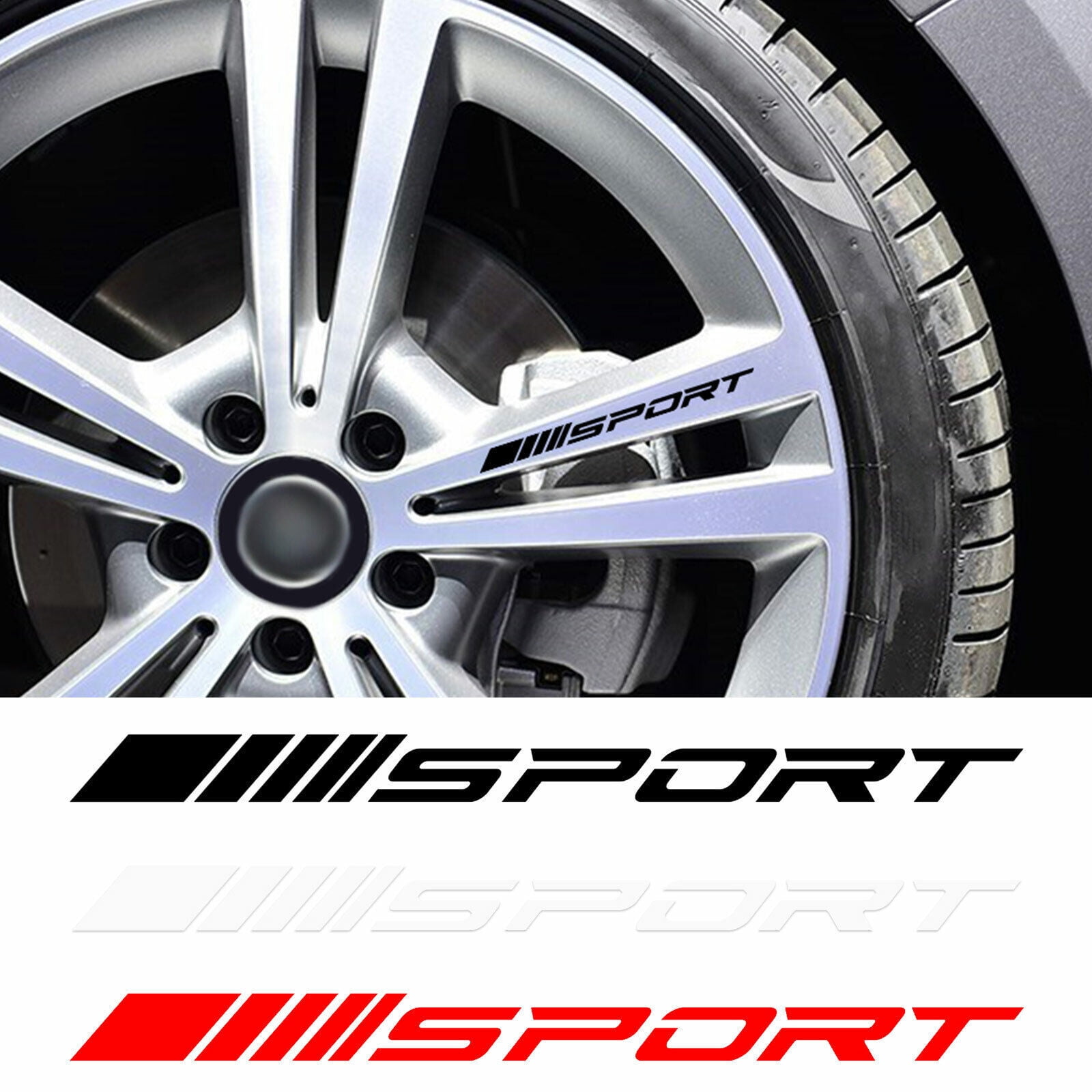 4*SPORT Style Car Rims Wheel Hub Racing Sticker Graphic Decal Strip Red ...