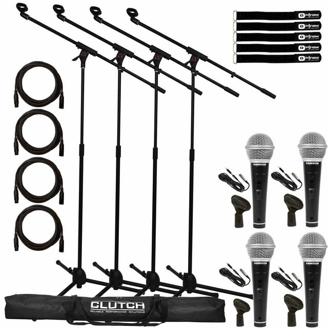(4) Samson M10 Handheld Dynamic Vocal Microphones with Tripod ...