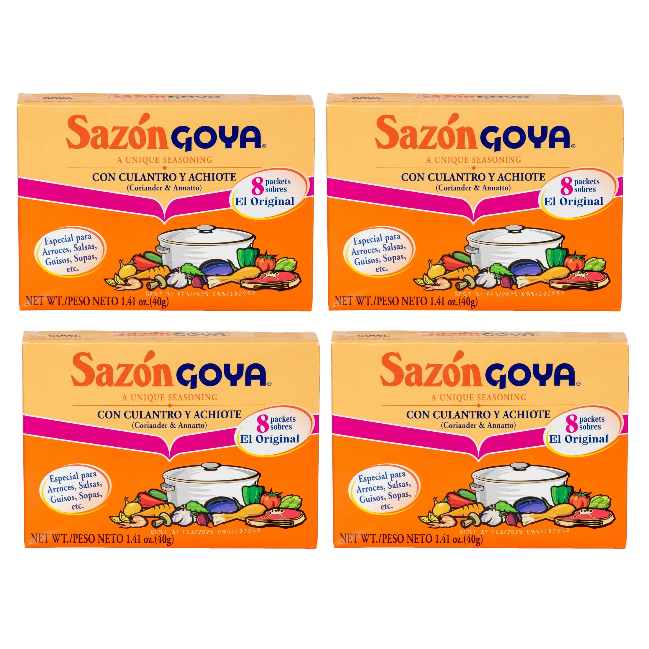 (4)Sazon Goya Unique Seasoning with Coriander & Annatto 1.41oz(8 ...