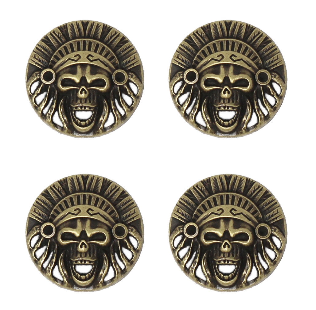 4 Screw Back Screw eye Skull Indian Head Concho Leather Craft 1-1/4 ...