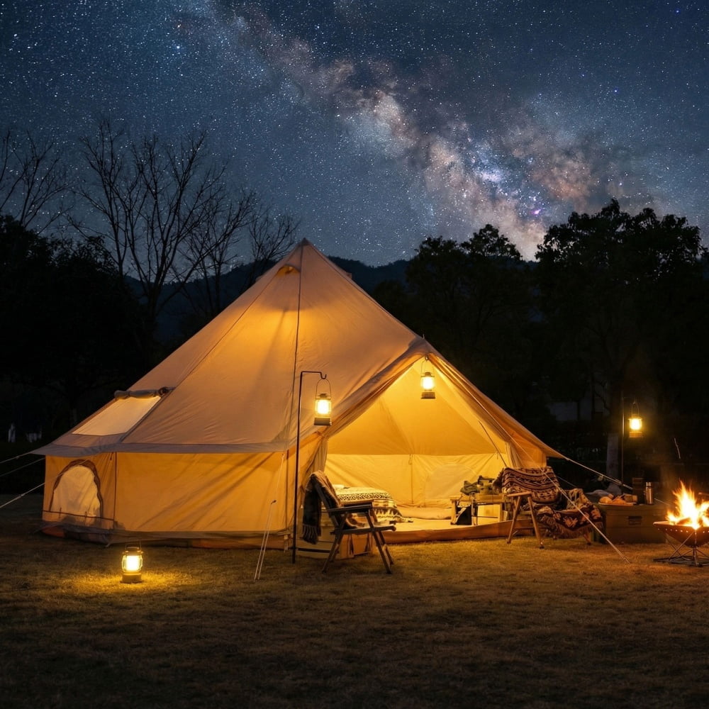 4 Season Bell Tent 9.8/13.1/16.4 FT, Waterproof Glamping Yurt Tent with ...