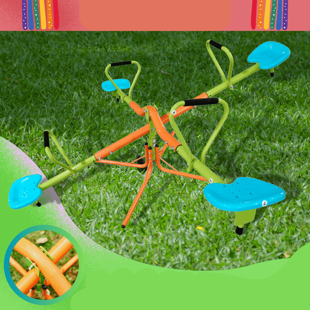 4 Seat Kids Teeter Totter, Seesaw with 360 Degree Rotating Steel ...