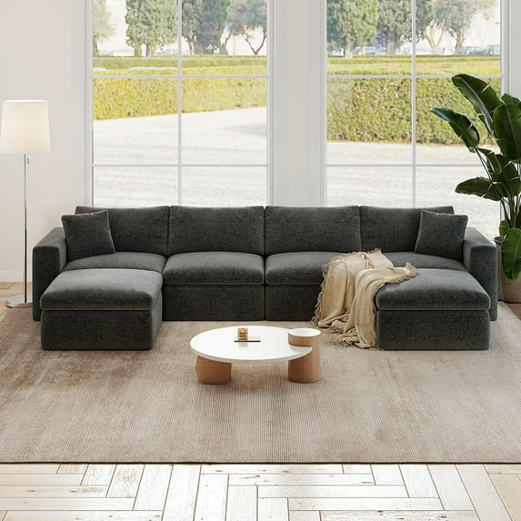4 Seat U-Shaped Cloud Sectional Couch for Large Room ,Grey - Walmart.com