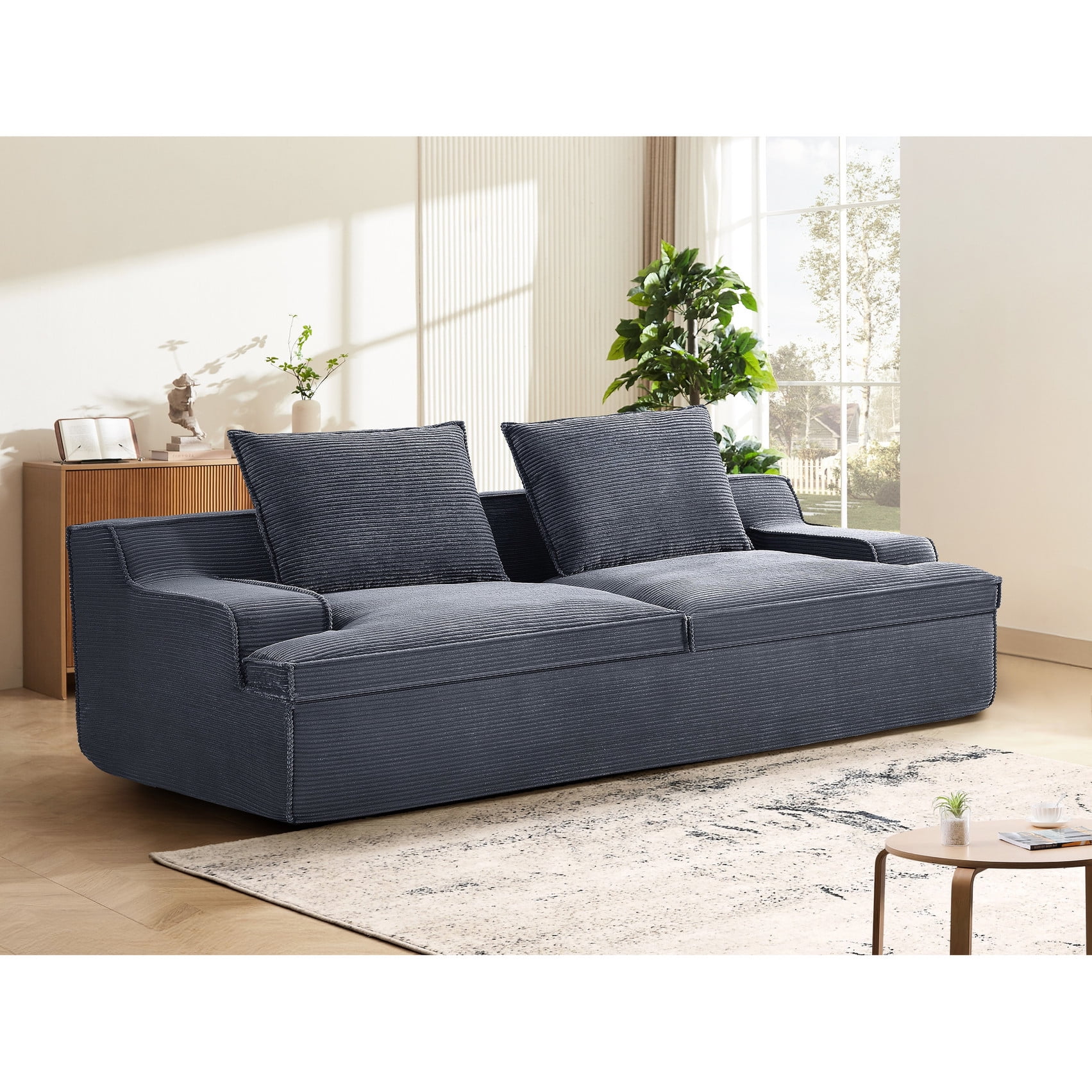 4 - Seater Corduroy Couch, 90 - Inch Design, No Assembly / Comfortable ...