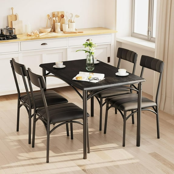 4-Seater Dining Set, Rectangular Table with Padded Chairs, Perfect for ...